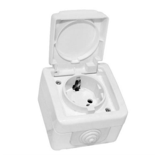 Priză simplă Schuko cu capac PT alb 22-604 - Dablerom. Energo Sistem ...
